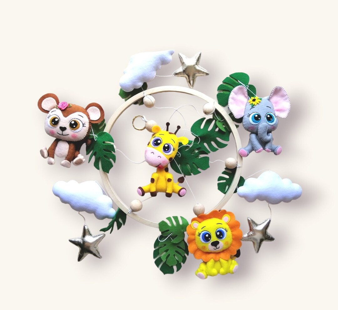 Safari Nursery Mobile, Baby Mobile, Africa Nursery Mobile, Felt Africa ...