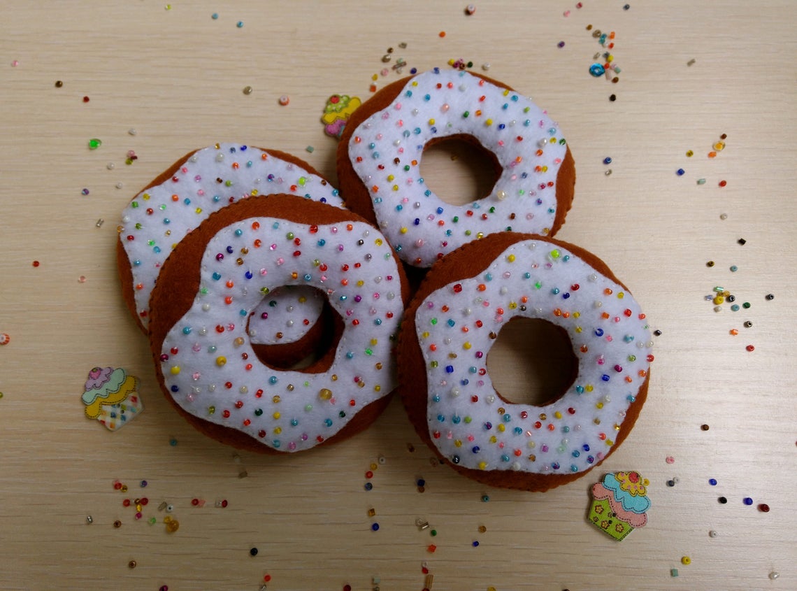Felt food Donuts Felt Donuts Ornaments Felt Doughnut Play | Etsy