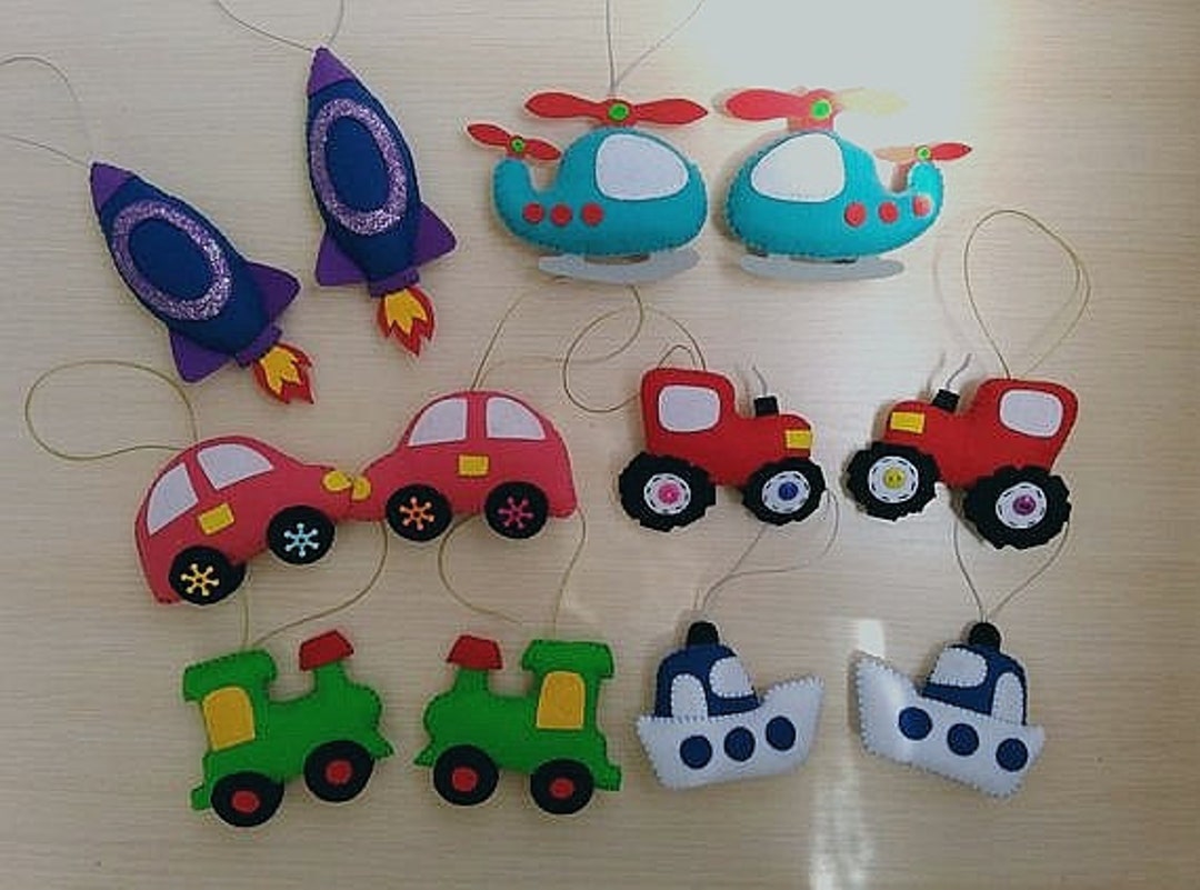 Felt Transport, Vehicles, Felt Toys, Car, Rocket, Tractor, Helicopter ...