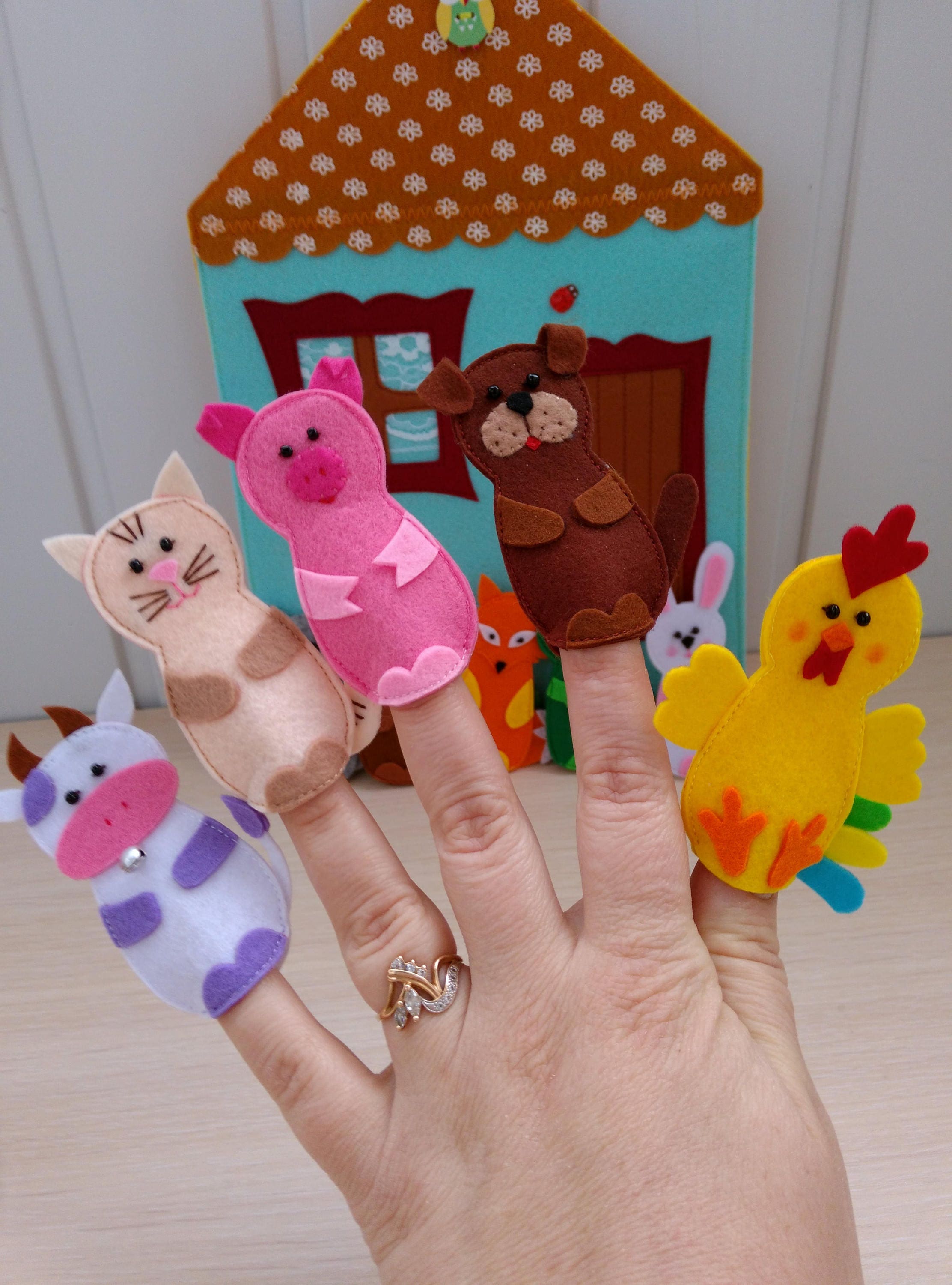 Felt Finger Puppets Farm Animals Woodland Animals Felt | Etsy