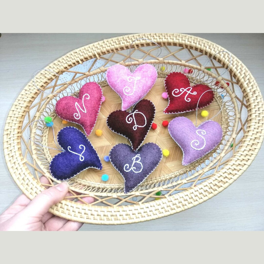 Personalized Felt Heart, Felt Heart, Heart Ornament, Red Heart, Bloody ...