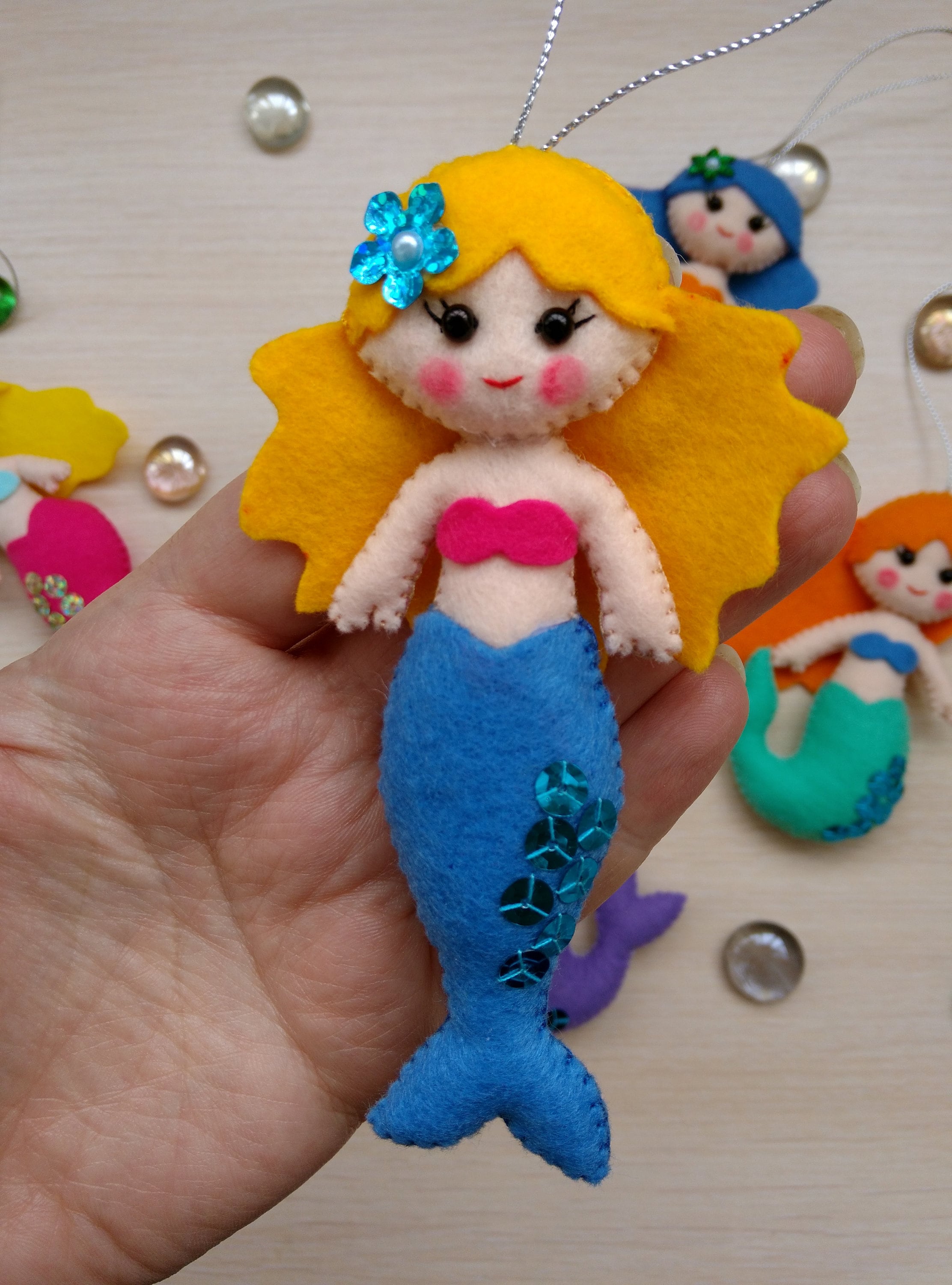 Felt Mermaid Mermaid Doll Mercat Felt Ornaments Mermaid | Etsy