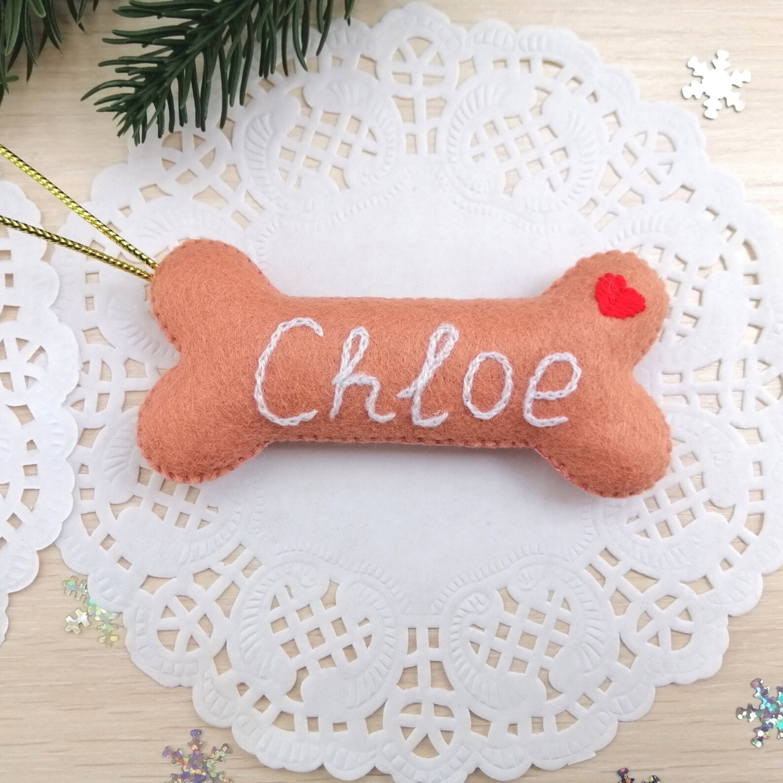 Personalized Bone, Dog Ornament, Christmas Felt Ornament, Winter Decor ...