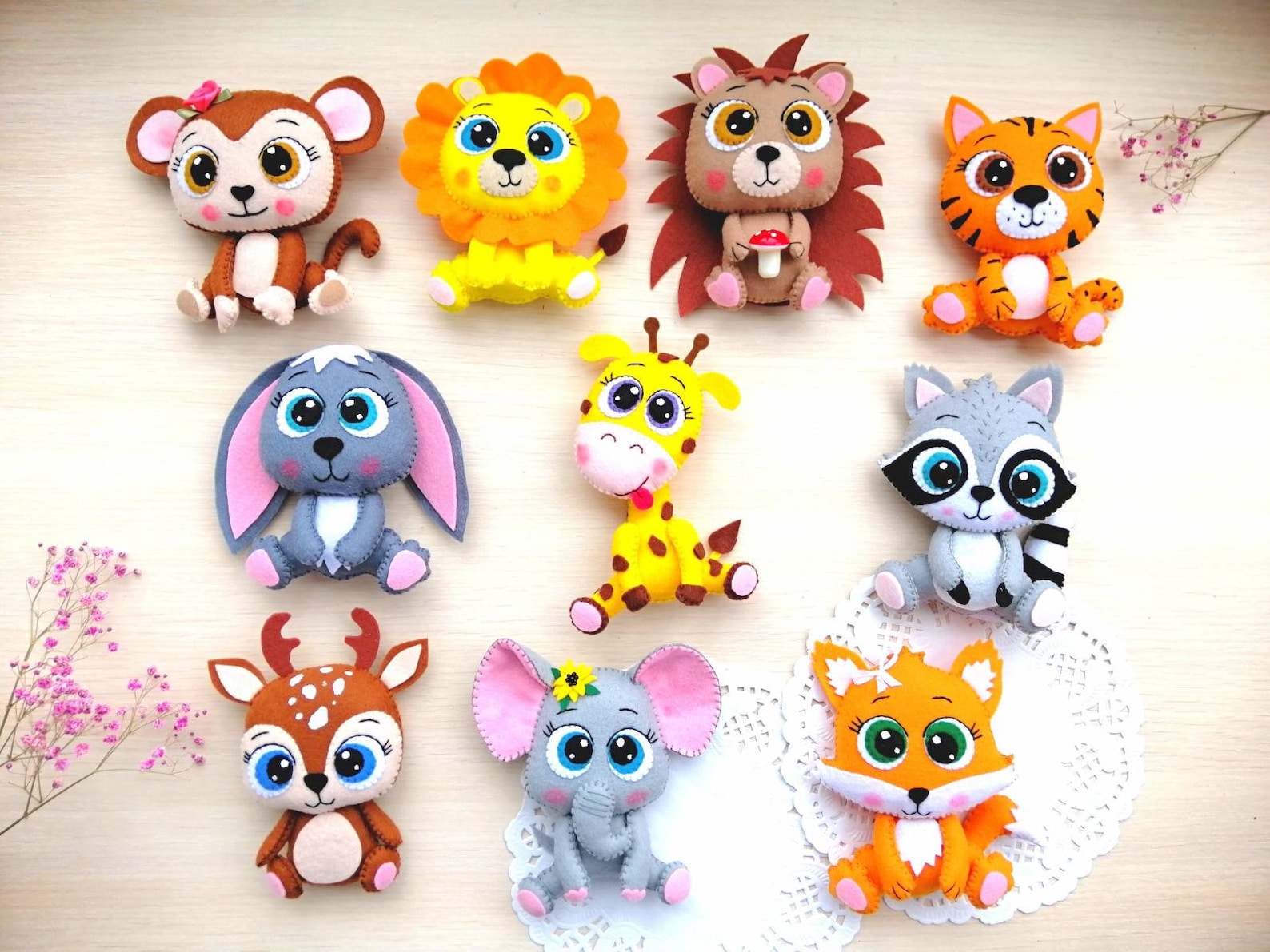 Woodland Felt Animals Safari Animals Christmas Felt - Etsy