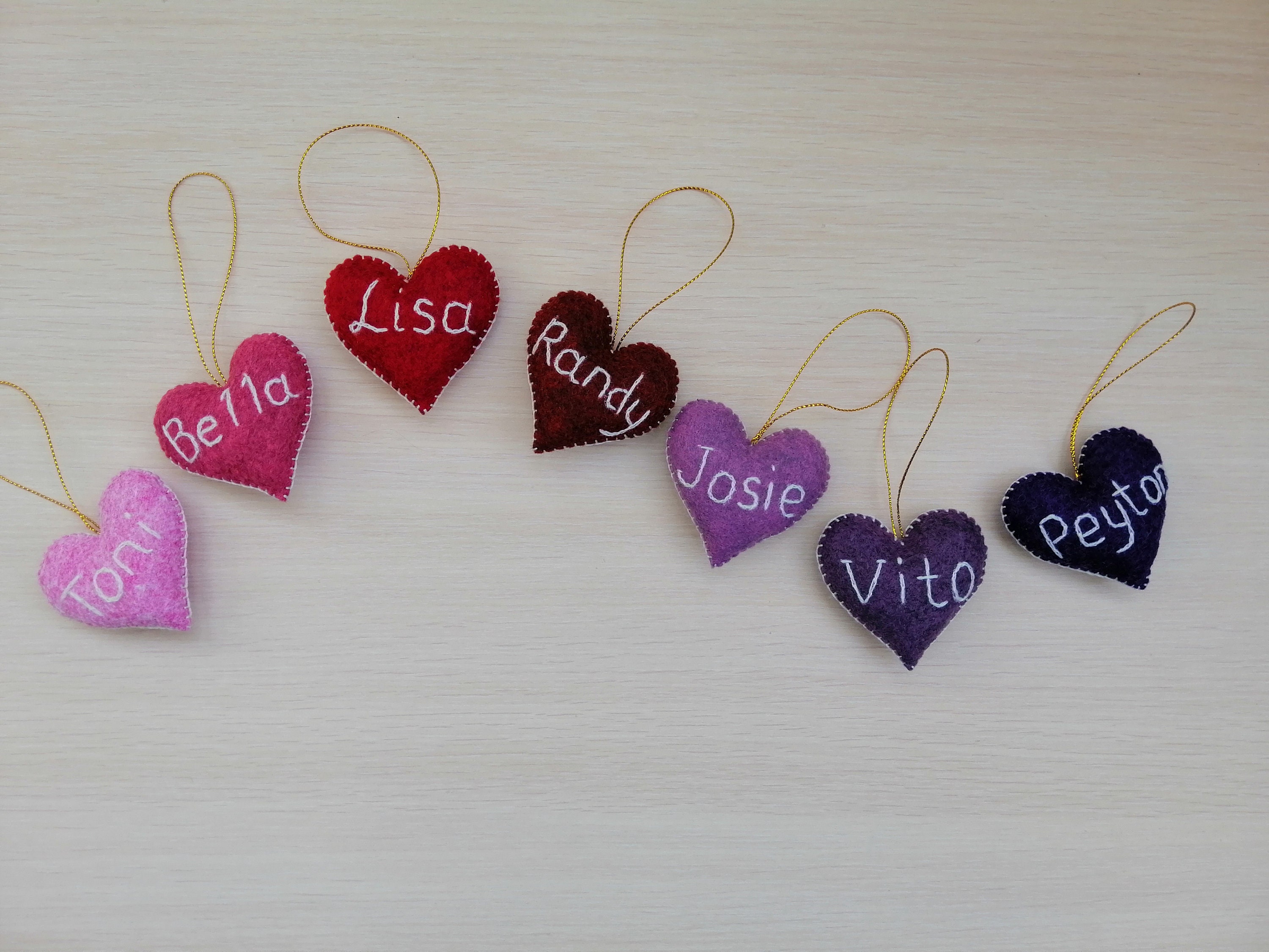 Personalized heart Heart ornament Pocket Heart Felt hearts | Etsy