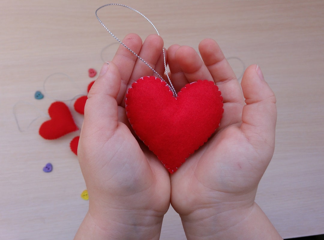 Felt Hearts, Pocket Heart, Red Felt Heart, Felt Hearts SET of 10 ...