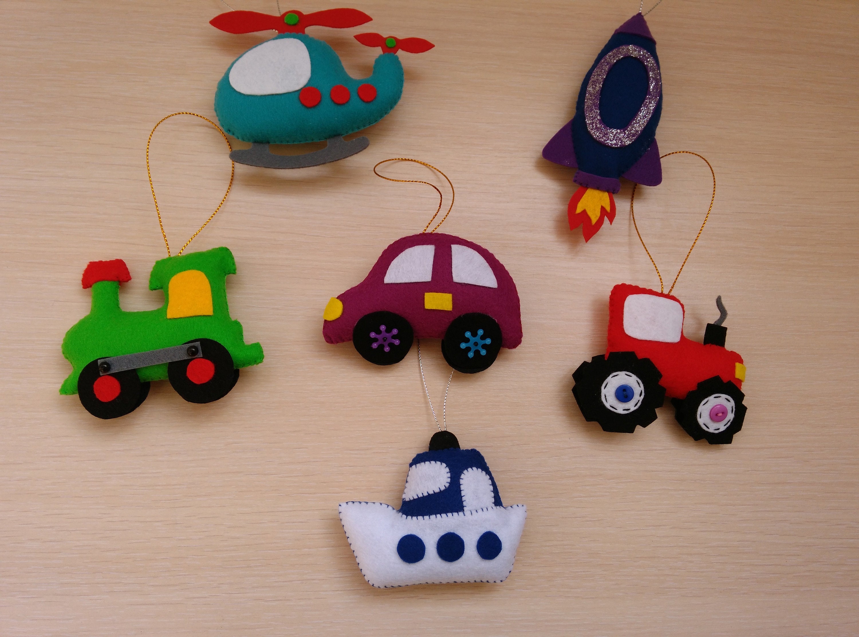 Felt Transport, Vehicles, Felt Toys, Car, Rocket, Tractor, Helicopter ...