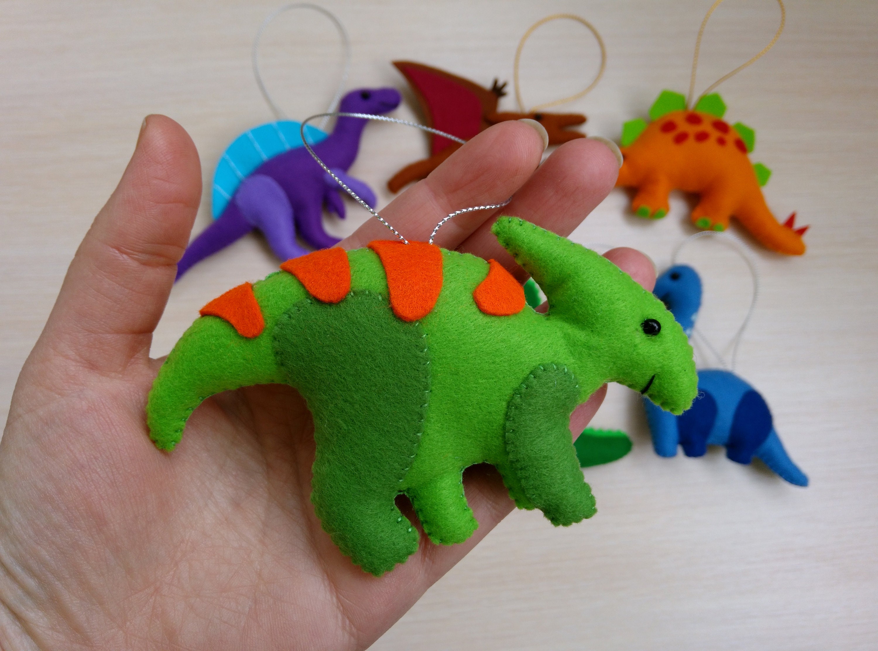 Dinosaur ornament Dino party Felt dinosaur Felt ornament | Etsy