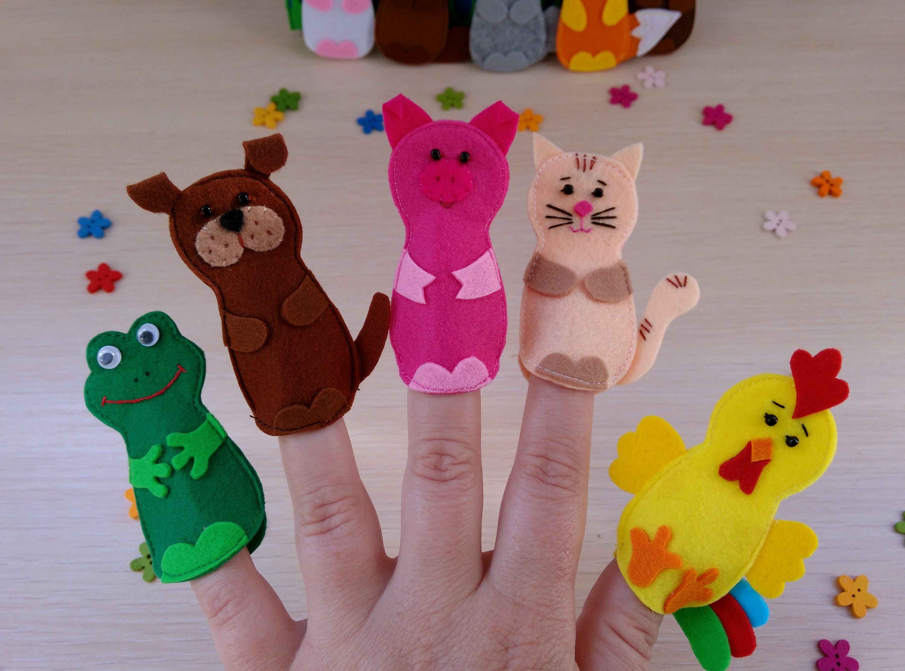 Felt Finger Puppets, Farm Animals, Woodland Animals, Felt Puppet Set ...
