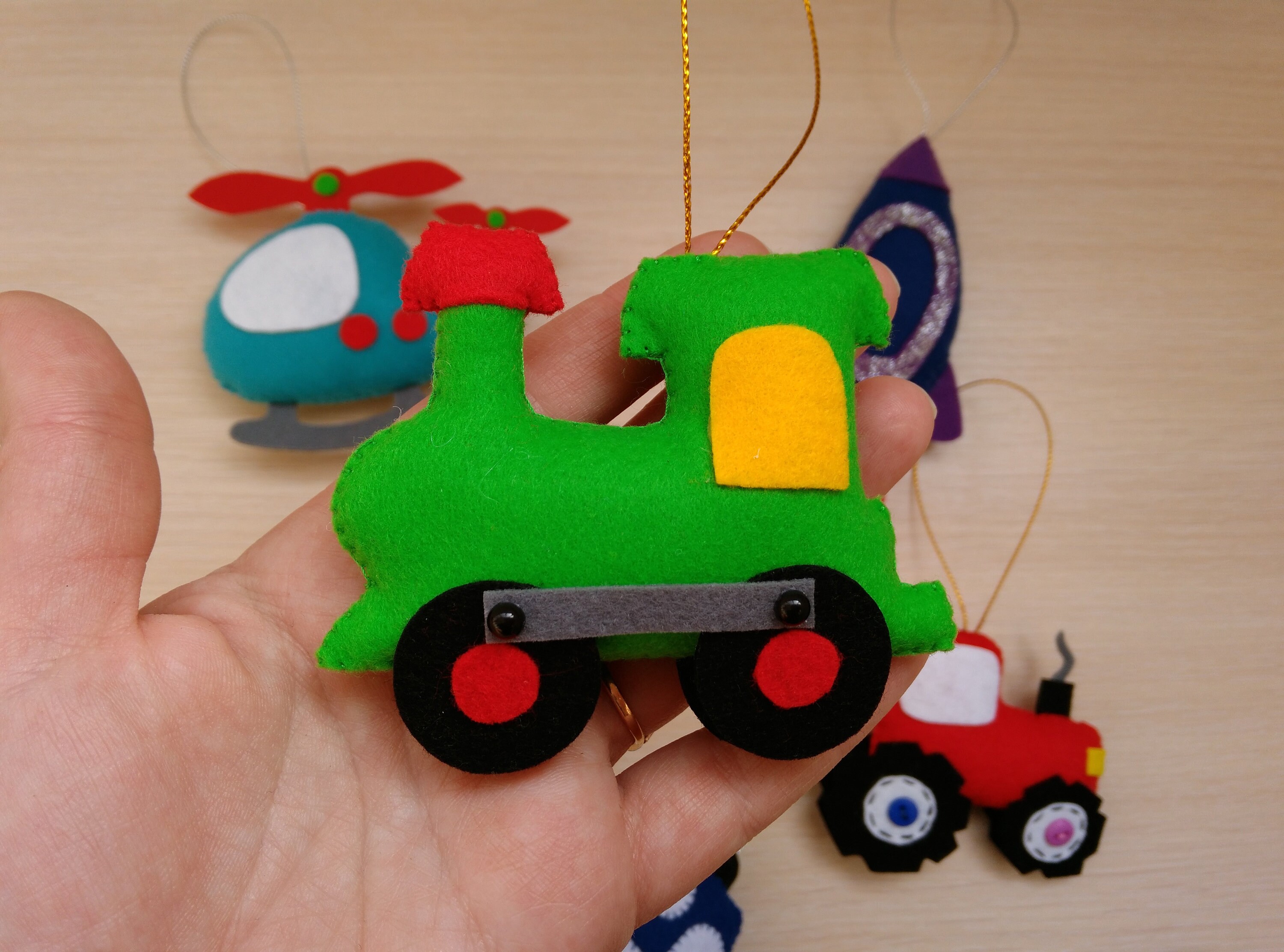 Felt Transport, Vehicles, Felt Toys, Car, Rocket, Tractor, Helicopter ...