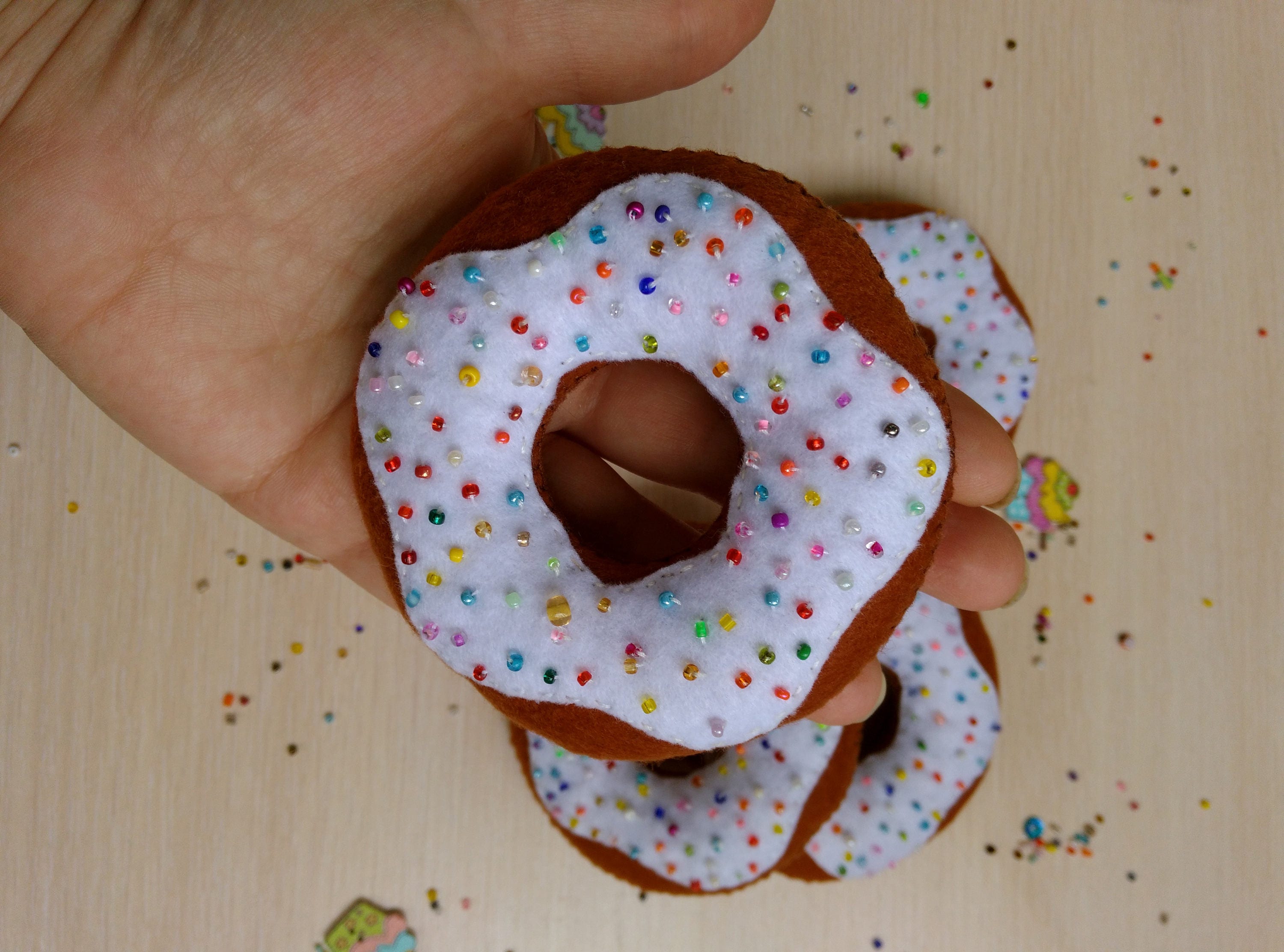 Felt food Donuts Felt Donuts Ornaments Felt Doughnut Play | Etsy