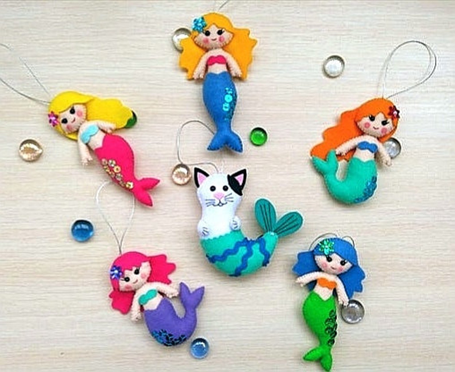 Felt Mermaid Mermaid Doll Mercat Felt Ornaments Mermaid | Etsy