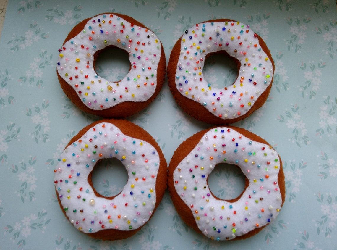 Felt food Donuts Felt Donuts Ornaments Felt Doughnut Play | Etsy
