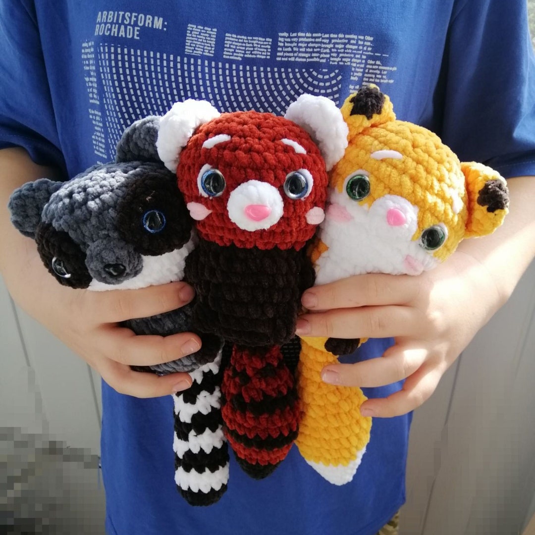 Crochet Animals, Fox, Lemur, Red Panda, Kawaii Plushie, Forest Animals ...
