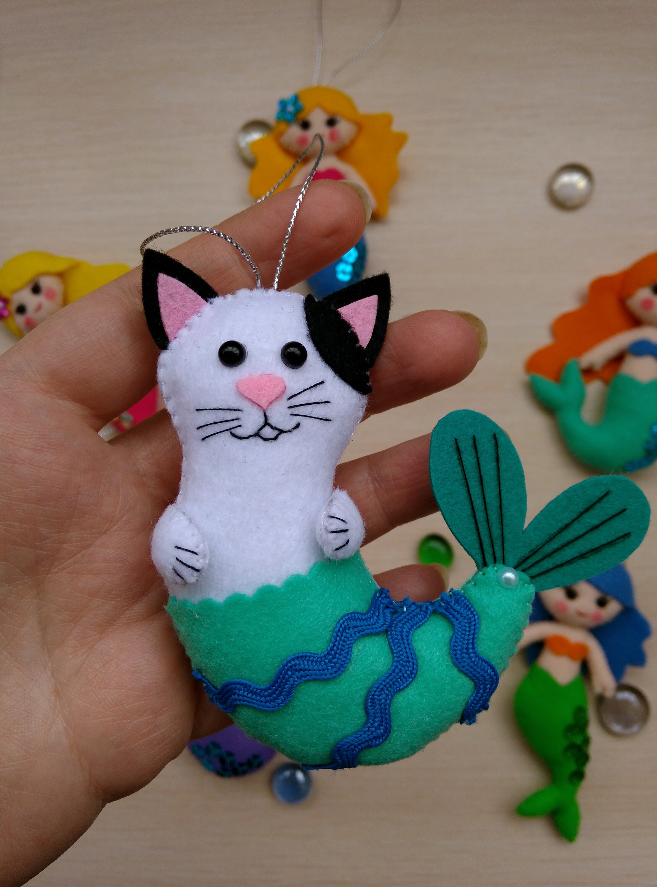 Felt Mermaid Mermaid Doll Mercat Felt Ornaments Mermaid | Etsy