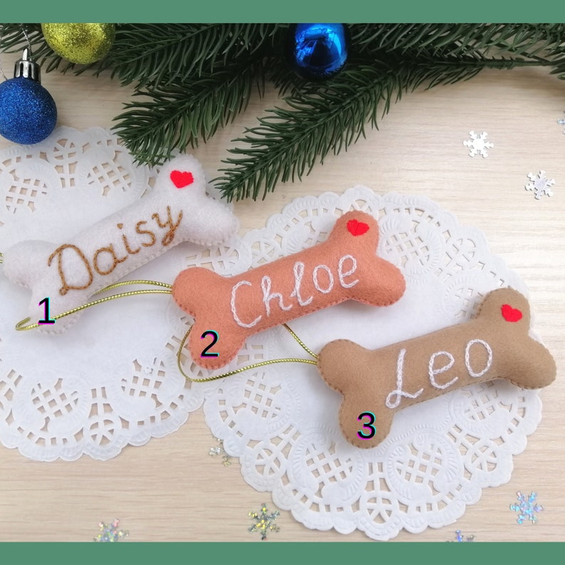 Personalized Bone, Dog Ornament, Christmas Felt Ornament, Winter Decor ...