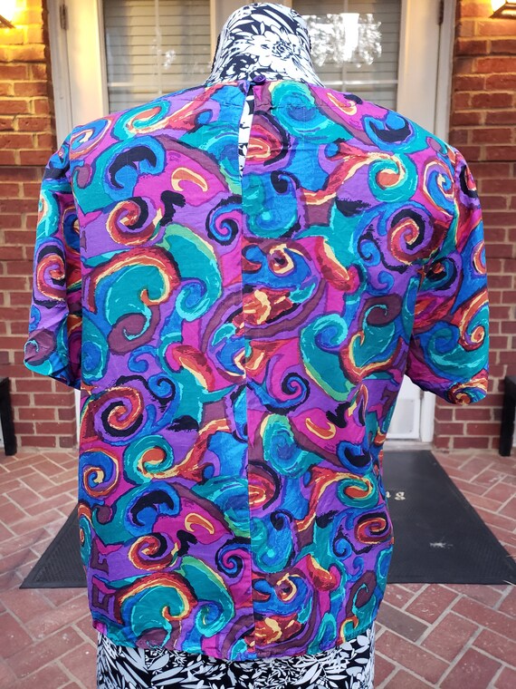 Retro 80s Colorful Swirl Shirt - Gem