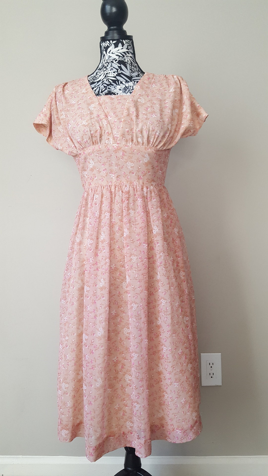 Vintage Pink Floral Tea Dress - Etsy