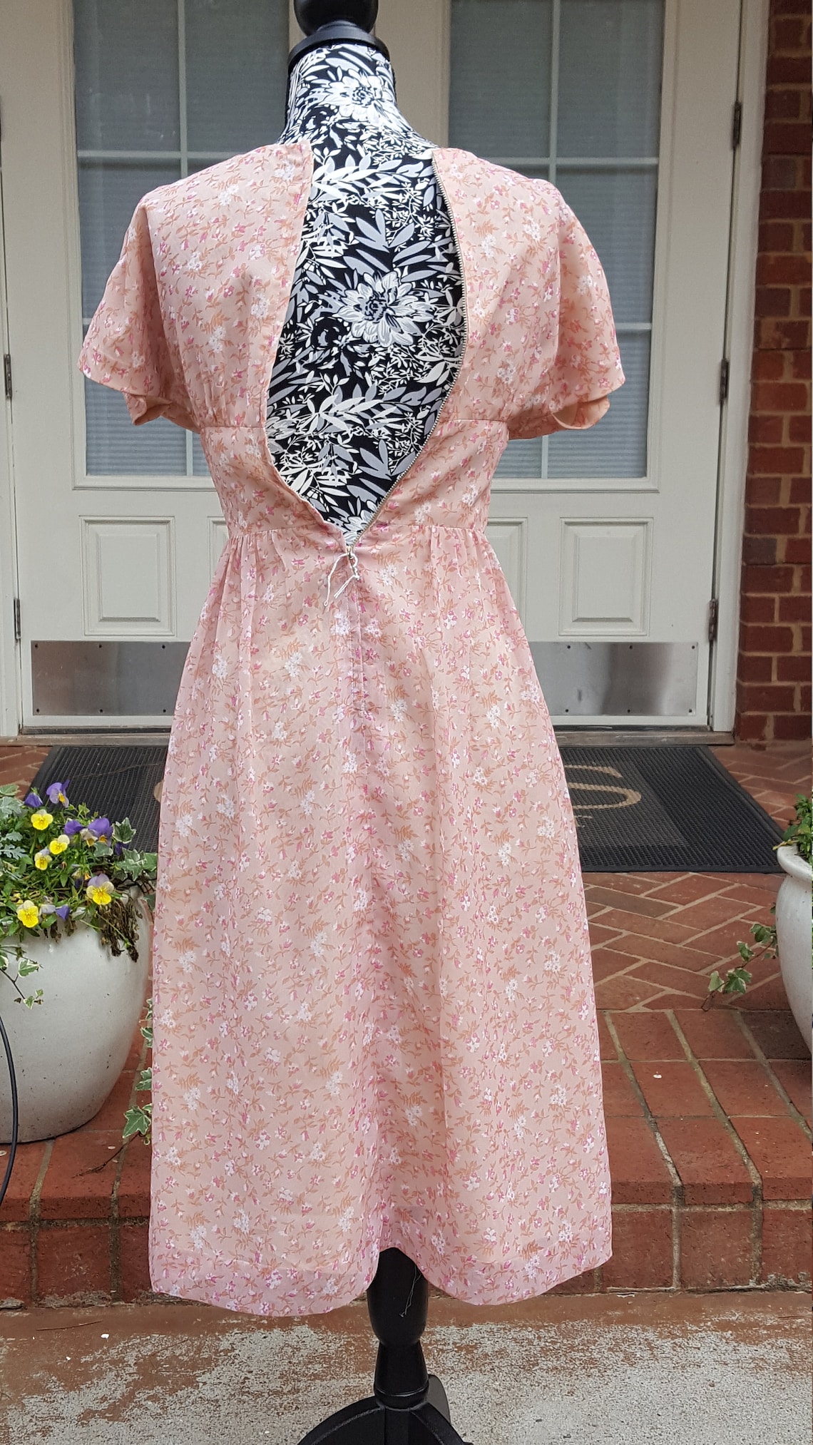 Vintage Pink Floral Tea Dress - Etsy