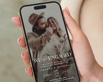 Digital Engagement Party Invitation Template With Photo, Engagement ...