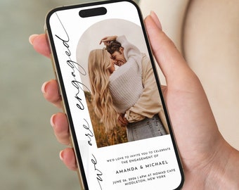 Digital Engagement Party Invitation Template With Photo, Engagement ...