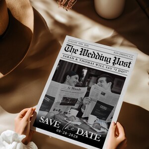 Save the Date Newspaper Template With Photo, the Wedding Post Newspaper ...
