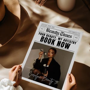 Beauty Salon Newspaper Template Editable on Canva, Business Newspaper ...