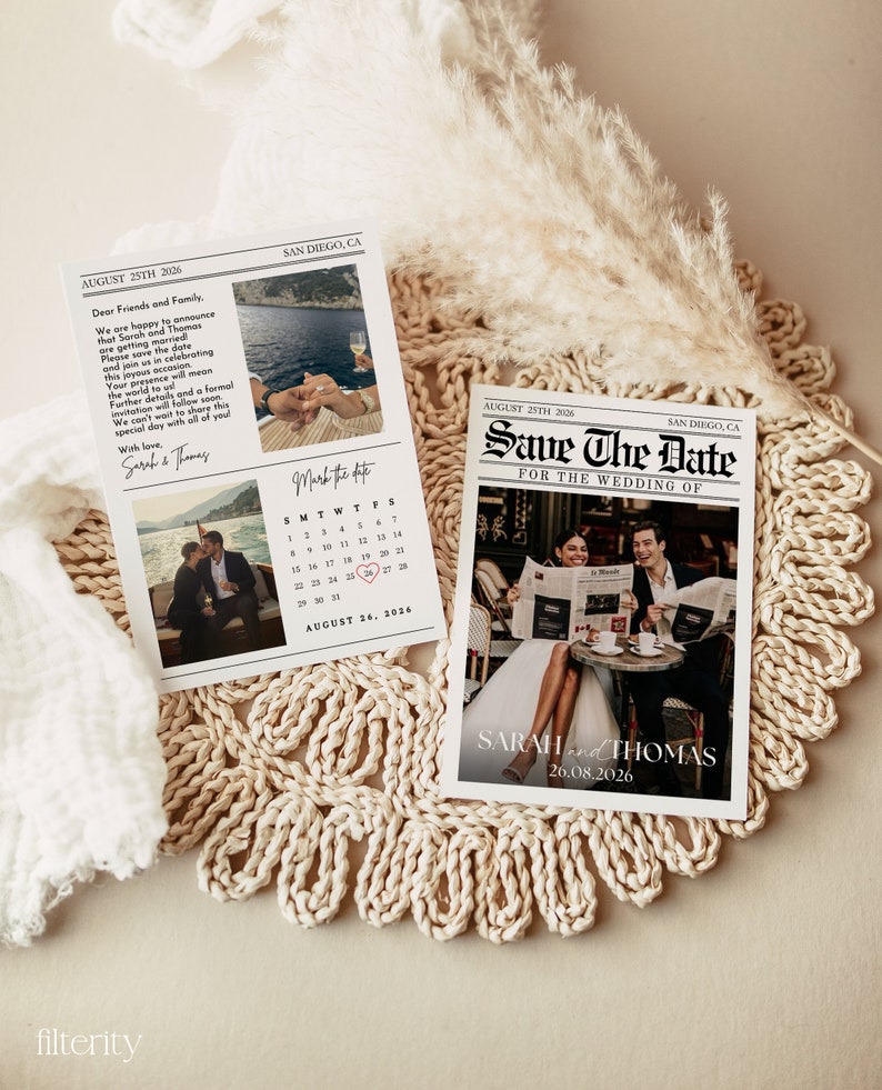 Save the Date Template Newspaper Design, Save the Date Printable, Photo ...