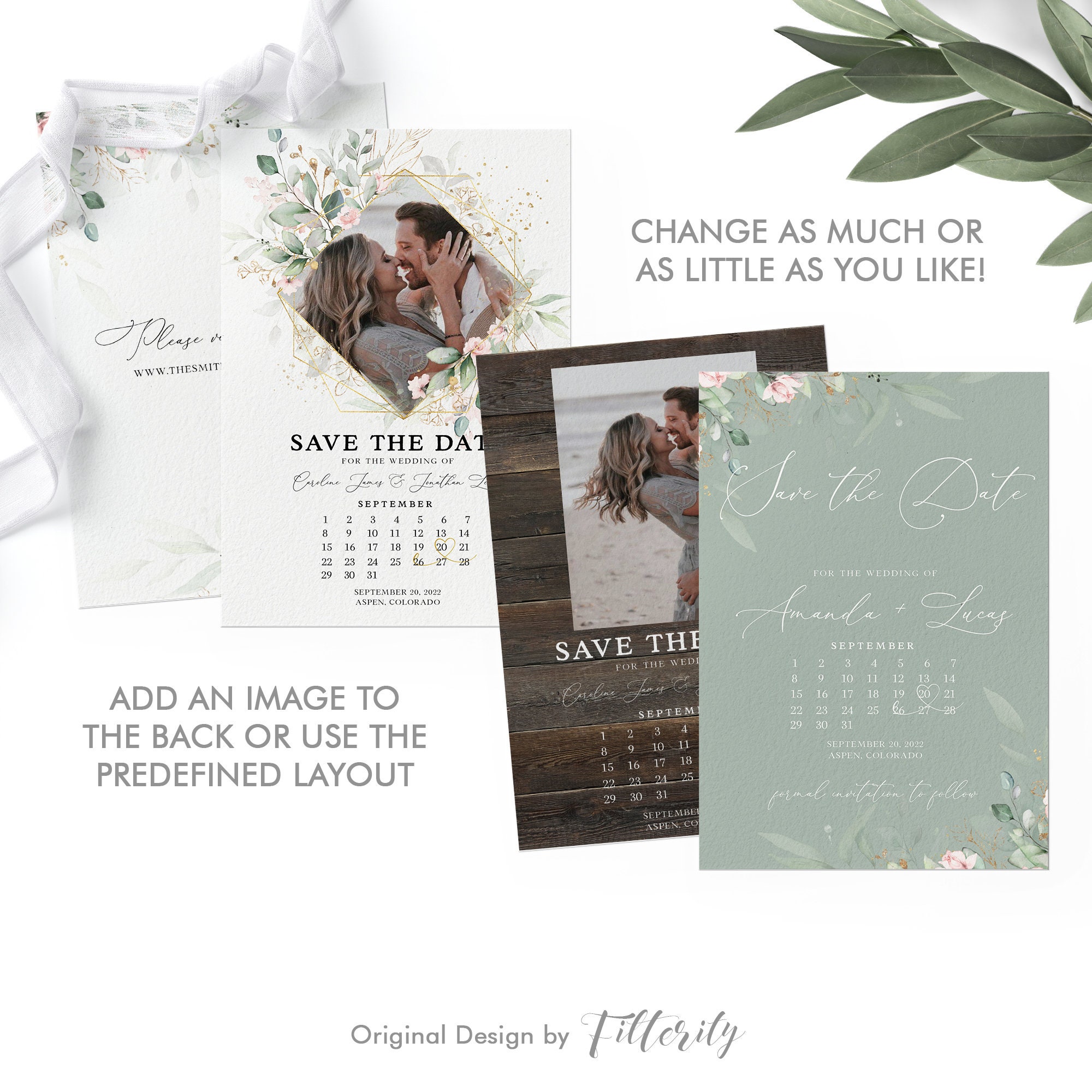 Save the Date Calendar Save the Date Template With Photo | Etsy