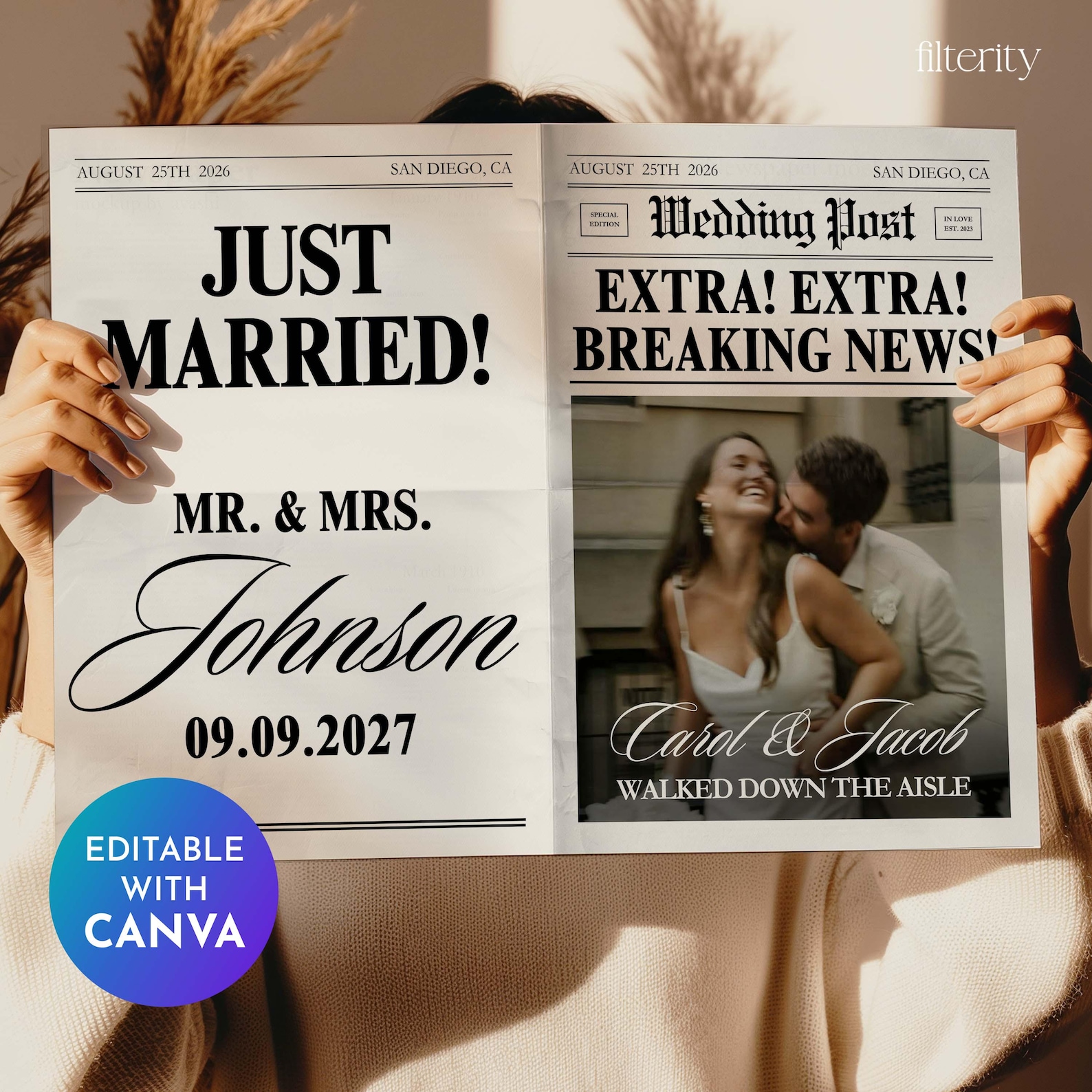 Wedding Newspaper Template With Photo, Wedding Newspaper Template ...