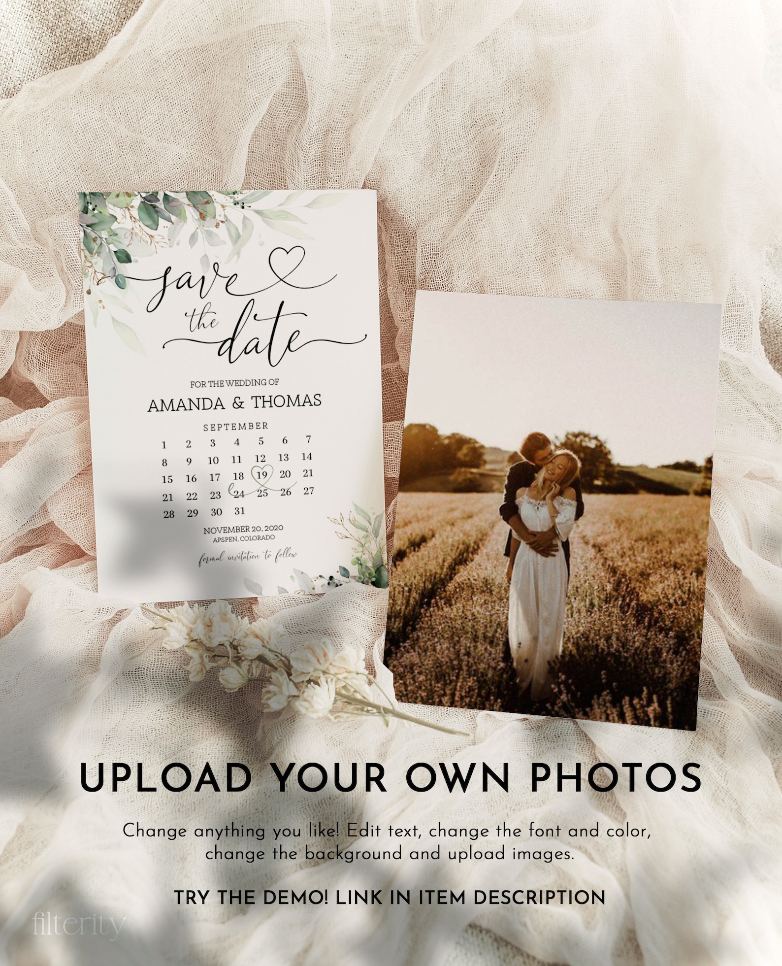 Save the Date Calendar Save the Date Template With Photo - Etsy