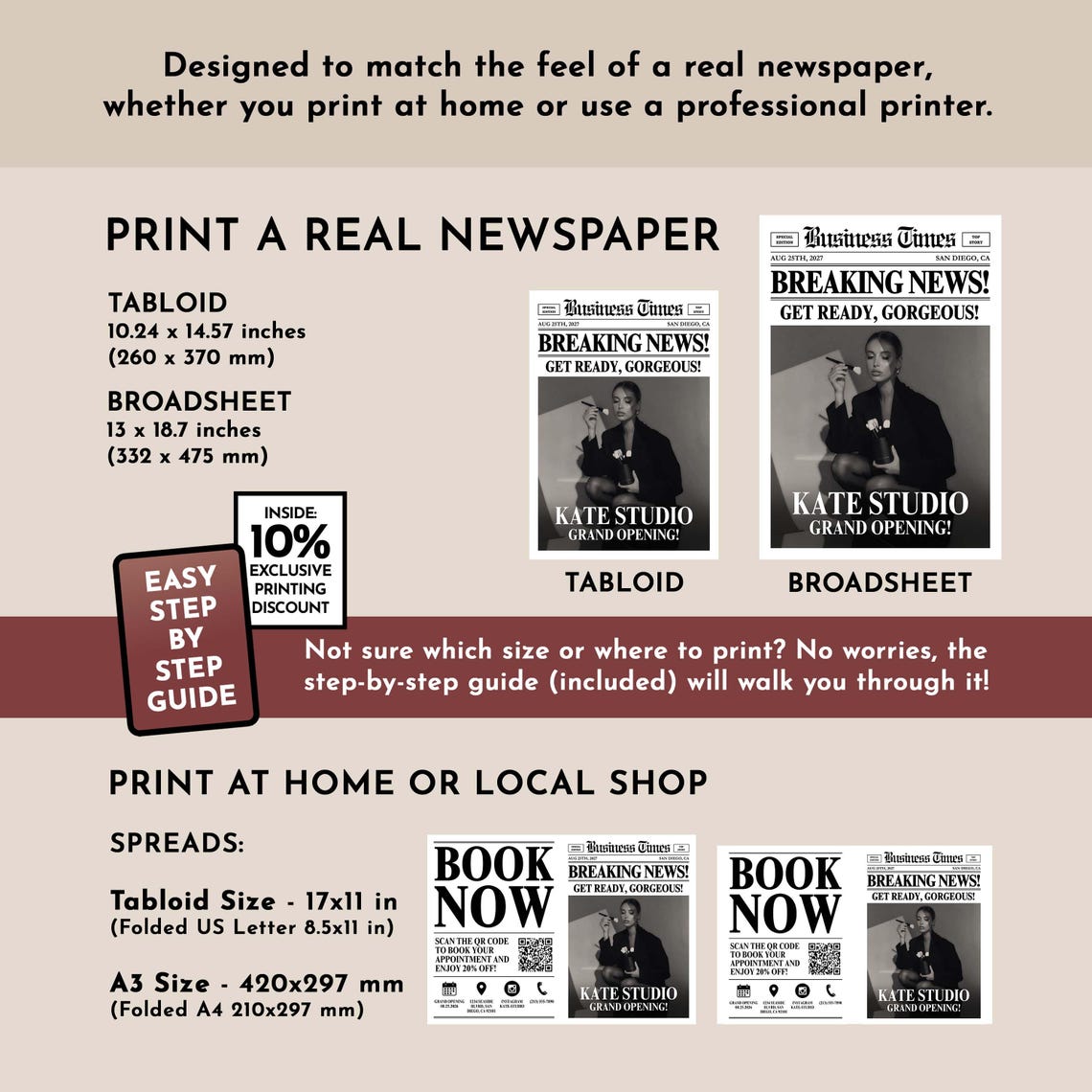 Beauty Salon Newspaper Template Editable on Canva, Business Newspaper ...