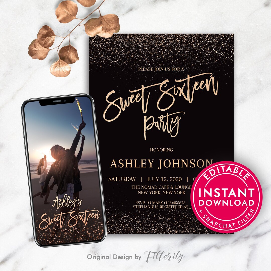 Sweet 16 Invitation Template, Printable Sweet Sixteen Invitation ...