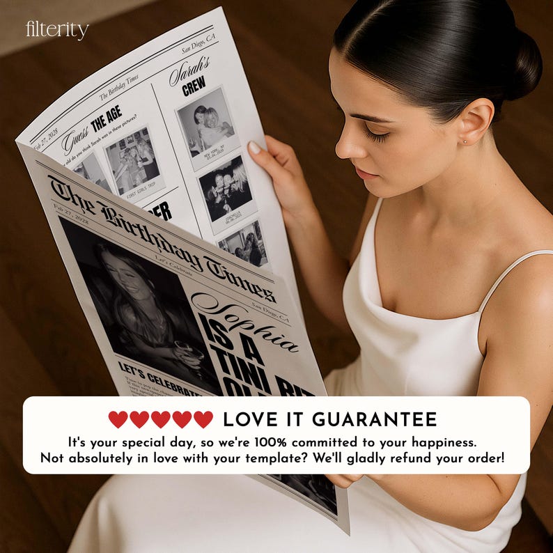 A Tiny Bit Older Newspaper, Birthday Newspaper Canva Template, Birthday ...