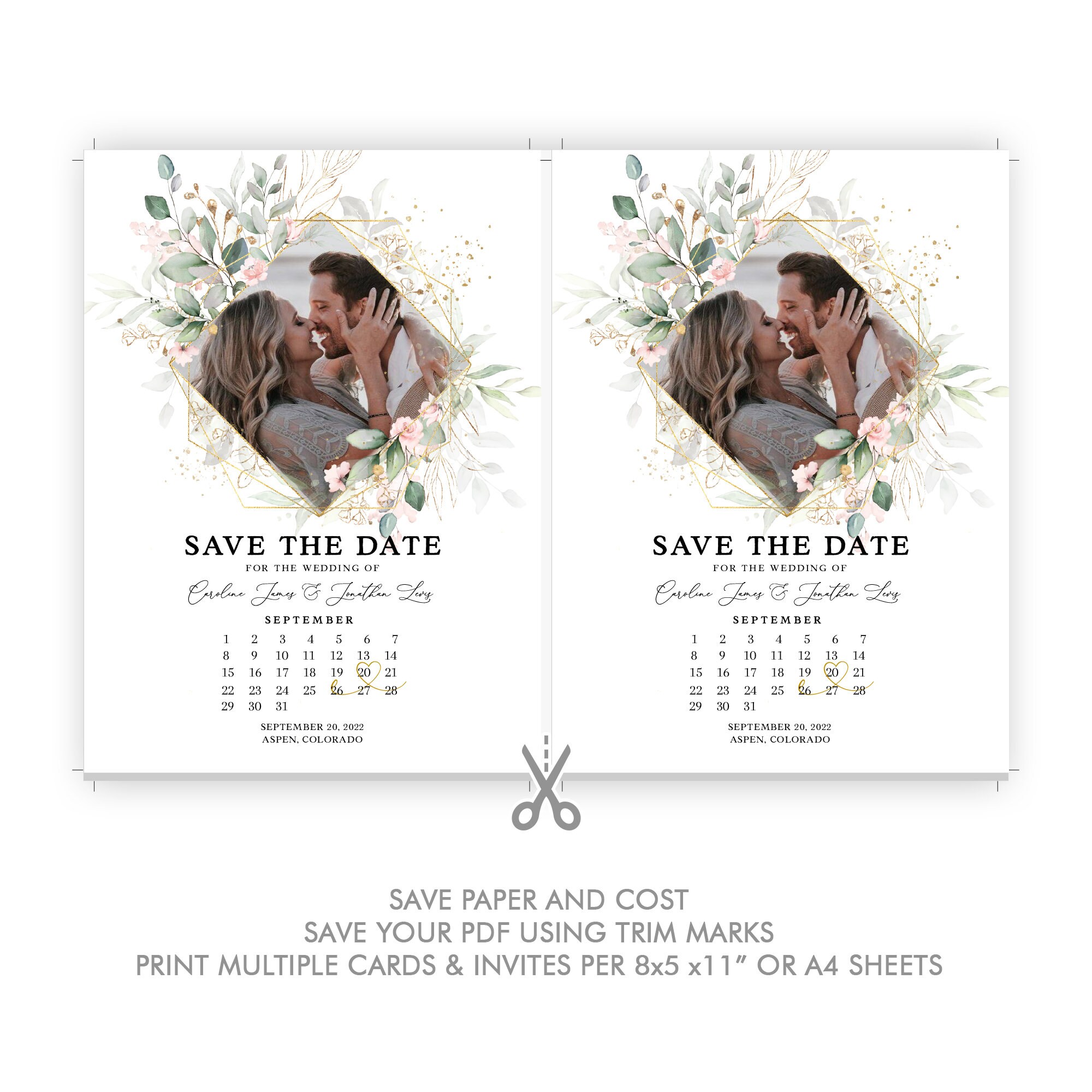 Save the Date Calendar Save the Date Template With Photo | Etsy