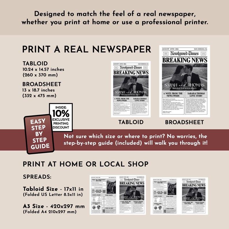 Newspaper Wedding Program Template - Order of Service, Wedding Day ...