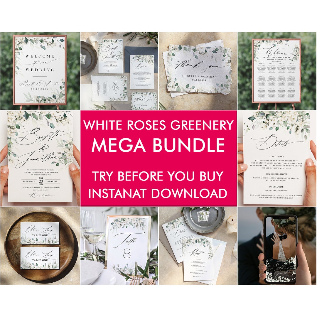 Wedding Invitation Template Bundle, Wedding Invitations, Printable ...