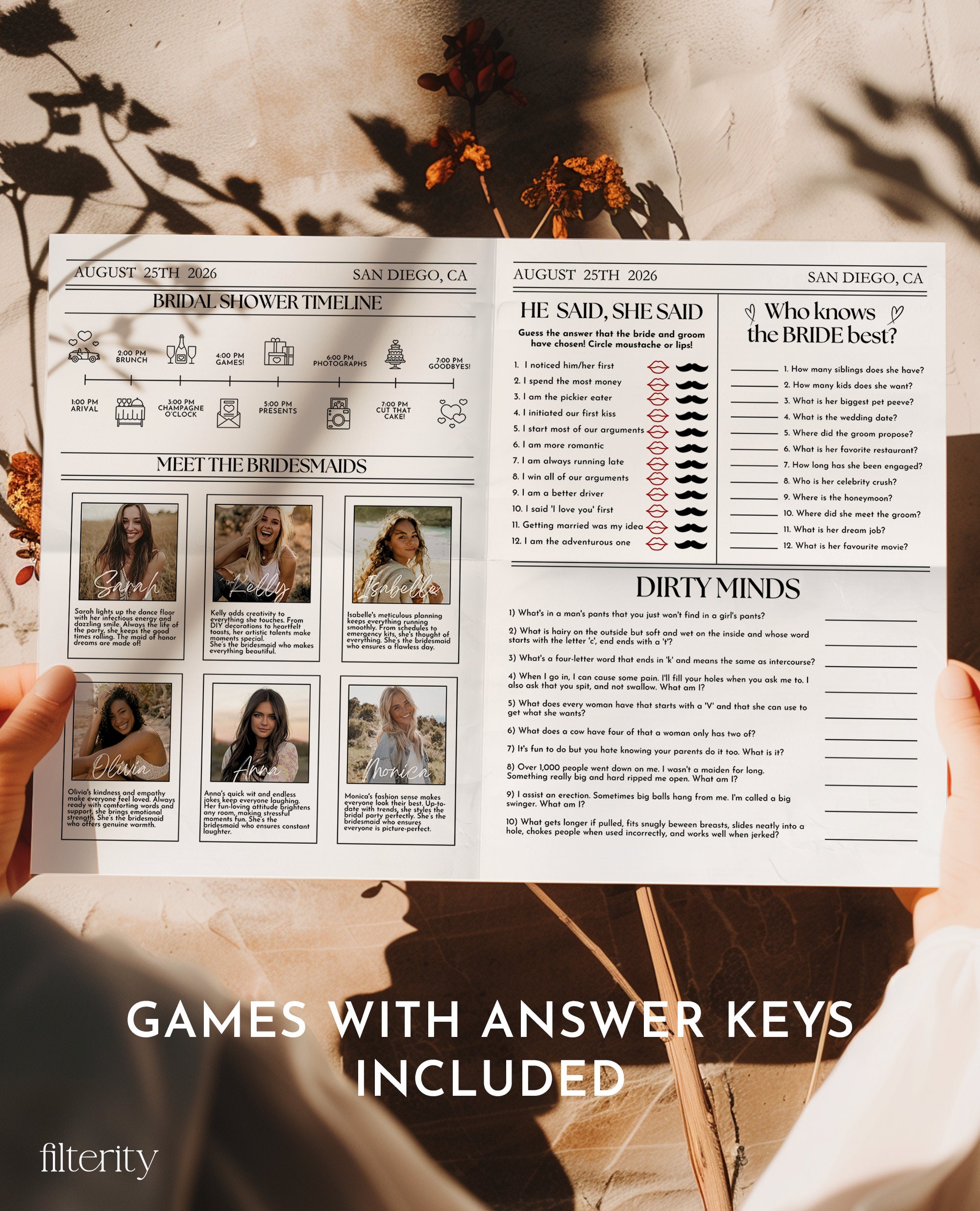 Bridal Shower Newspaper Template With Games, Bridal Shower Newspaper ...