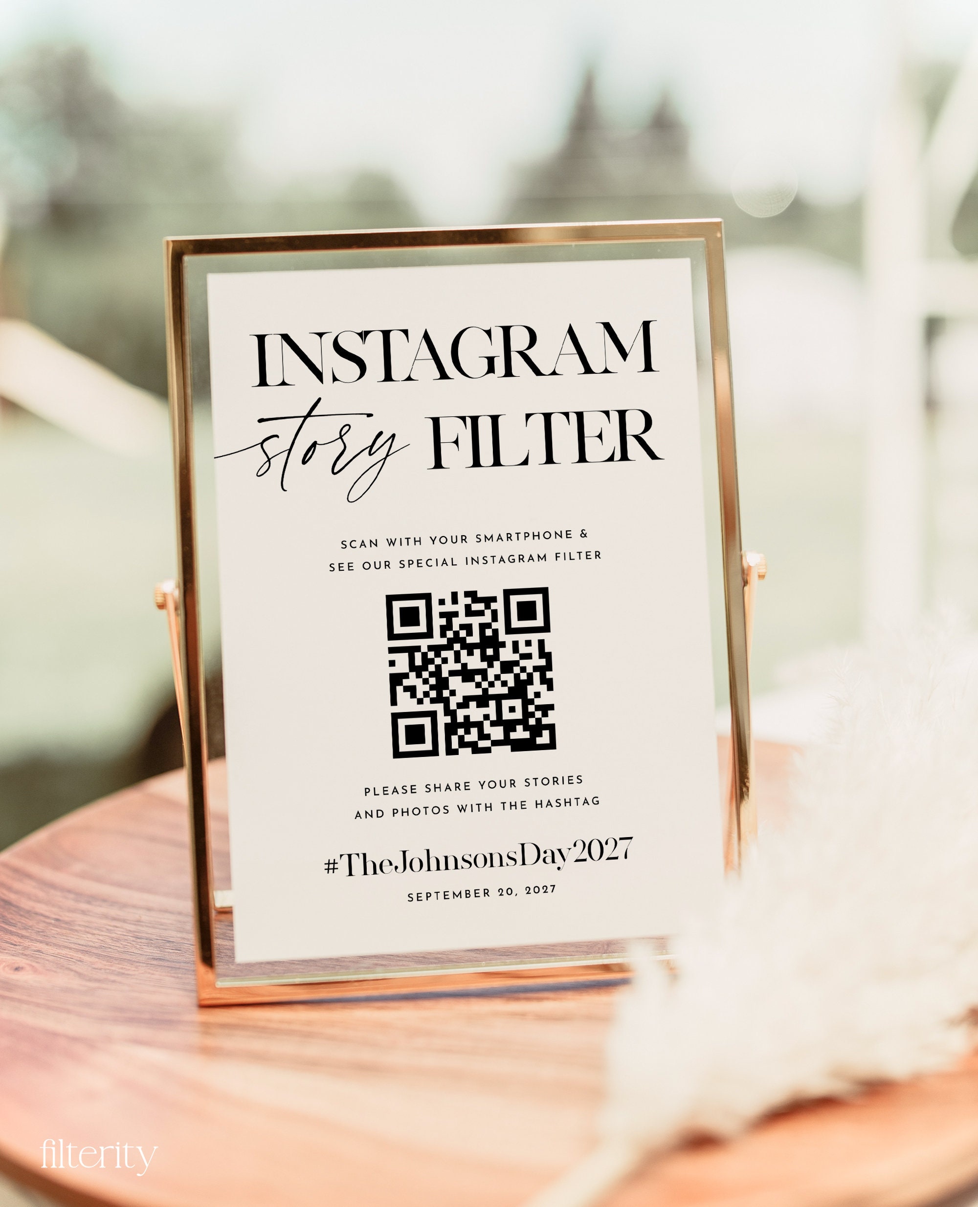 Wedding Instagram Story Filter QR Code Sign Template, Share the Love QR ...