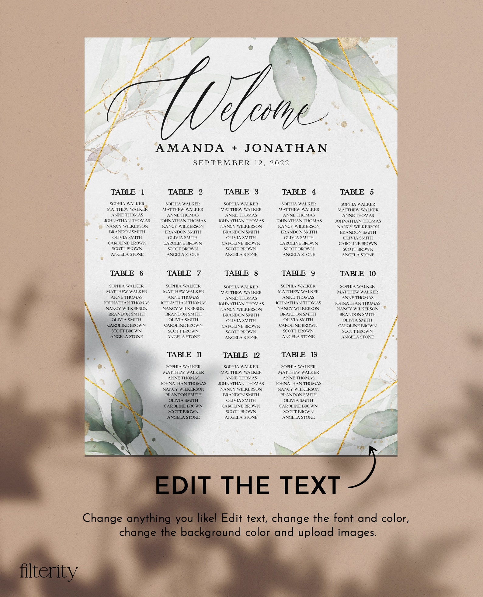 BOHO - Wedding Seating Chart Template, Wedding Seating Chart Board ...
