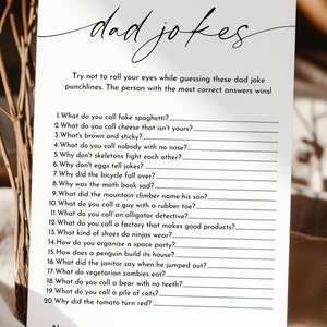 Dad Jokes Baby Shower Game - Printable Baby Shower Party Cards, Dad ...
