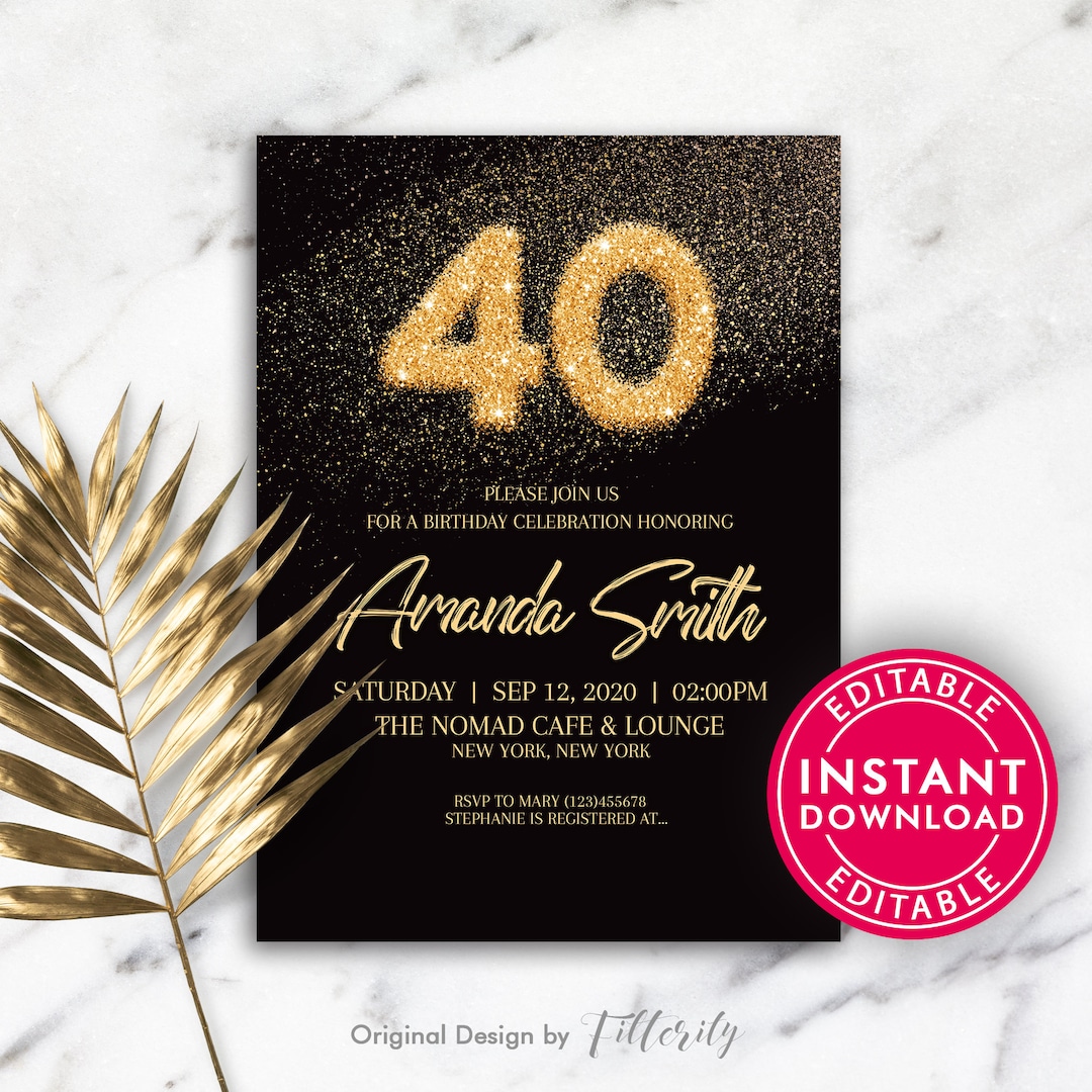 40th Birthday Party Invitations, Birthday Invitations, Birthday ...