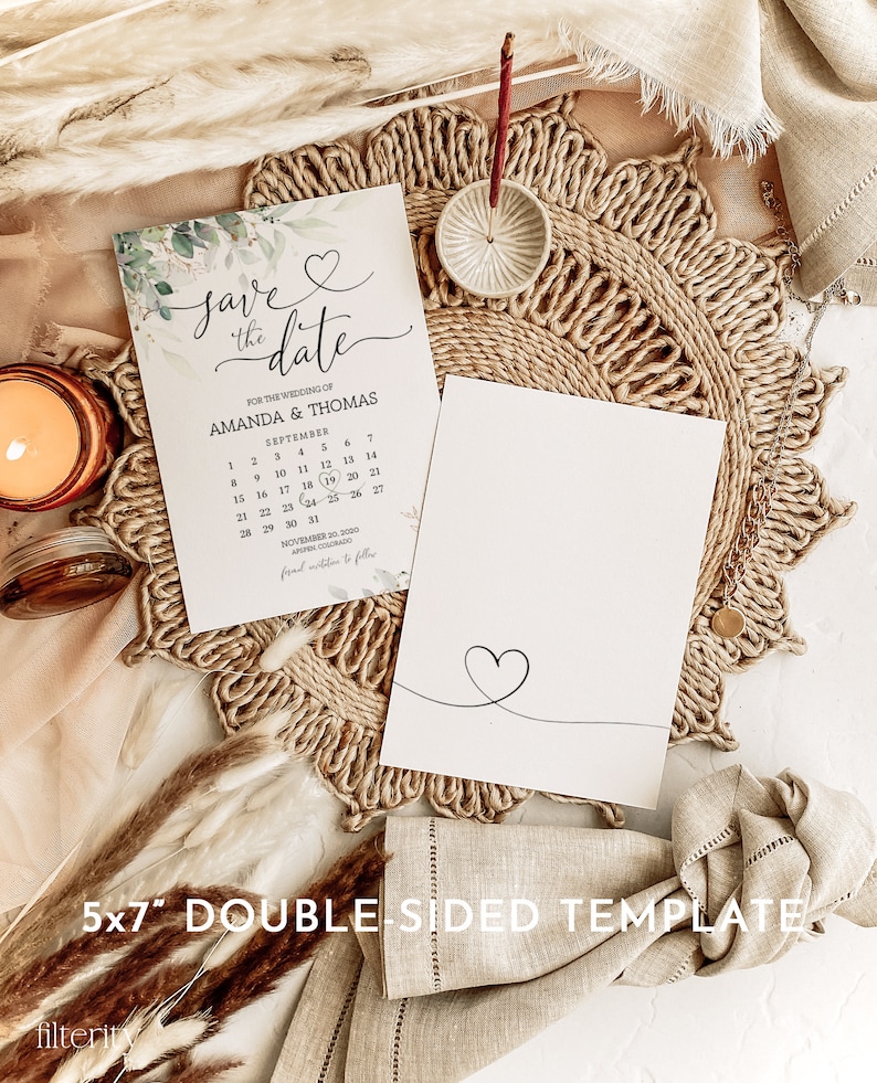 Save the Date Calendar Save the Date Template With Photo - Etsy