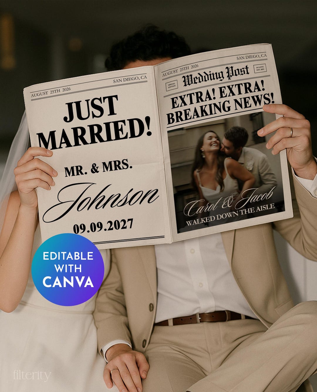 Wedding Newspaper Template With Photo, Wedding Newspaper Template ...