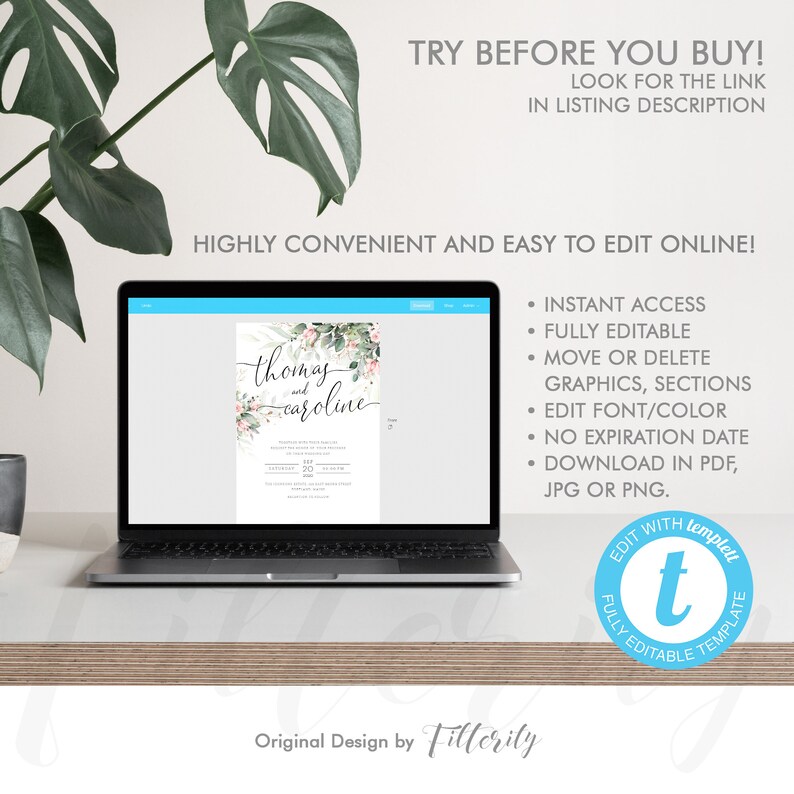 Printable Wedding Invitation Set Template Download, Wedding Invitations ...
