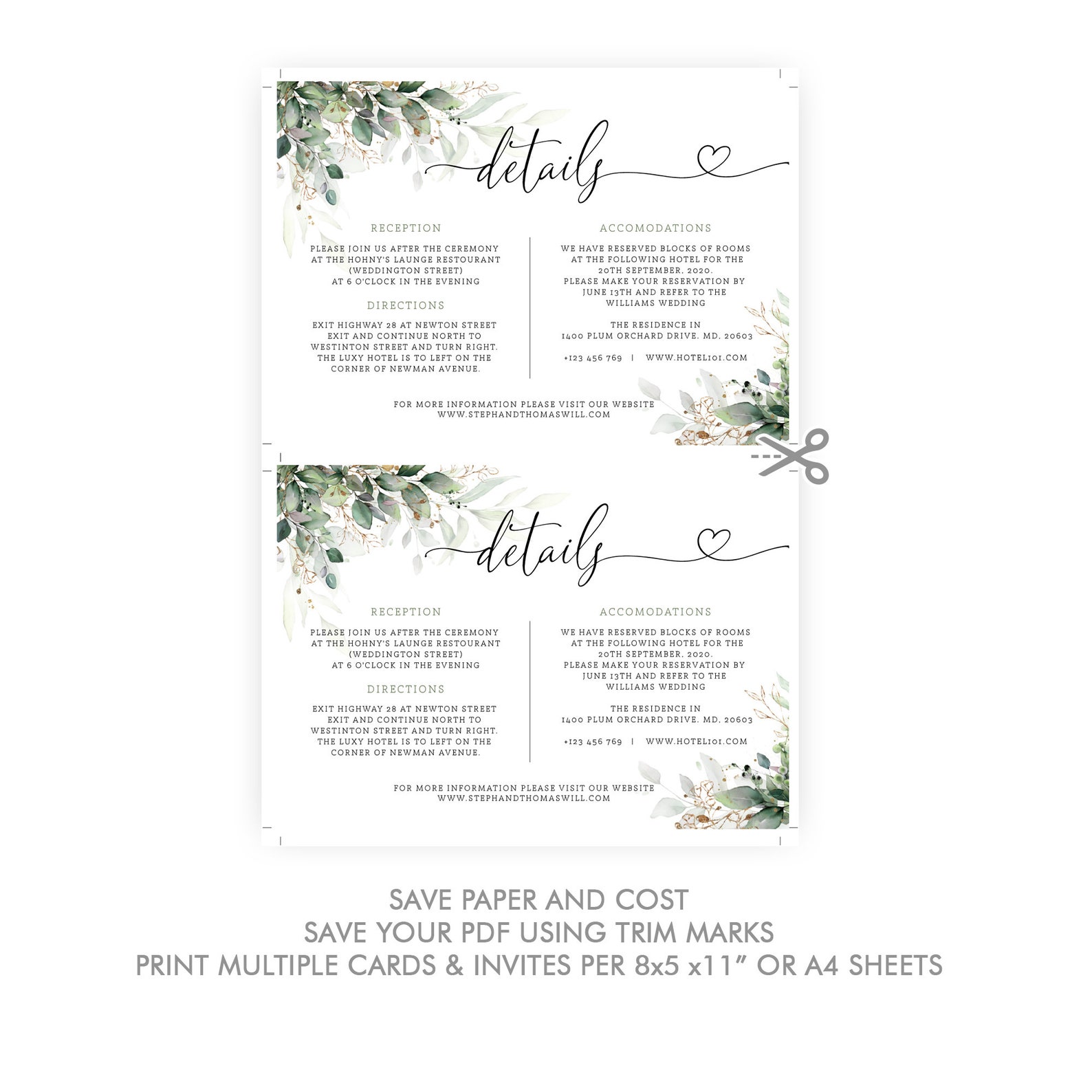 Details Card Template Wedding Details Card Wedding Details - Etsy