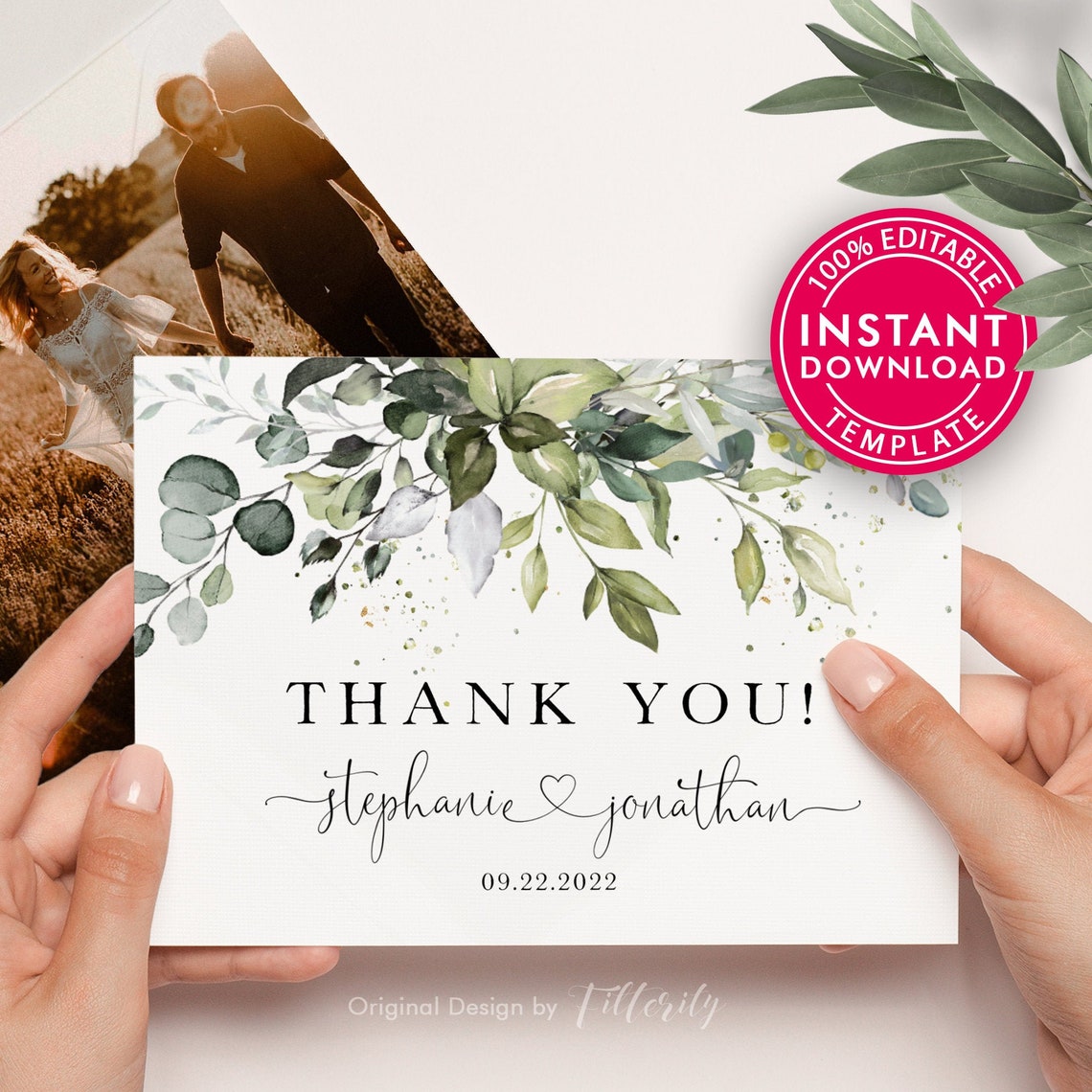 Wedding Thank You Card Template Personalized Thank You Card - Etsy