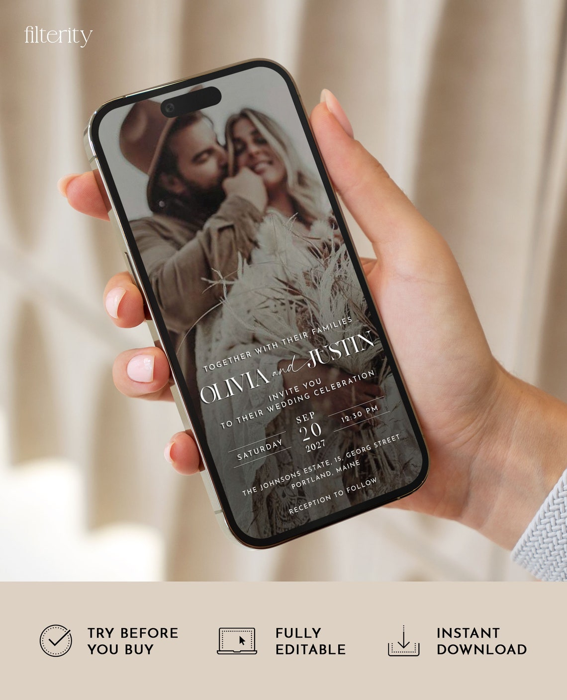 Digital Wedding Invitation Template Electronic Wedding - Etsy