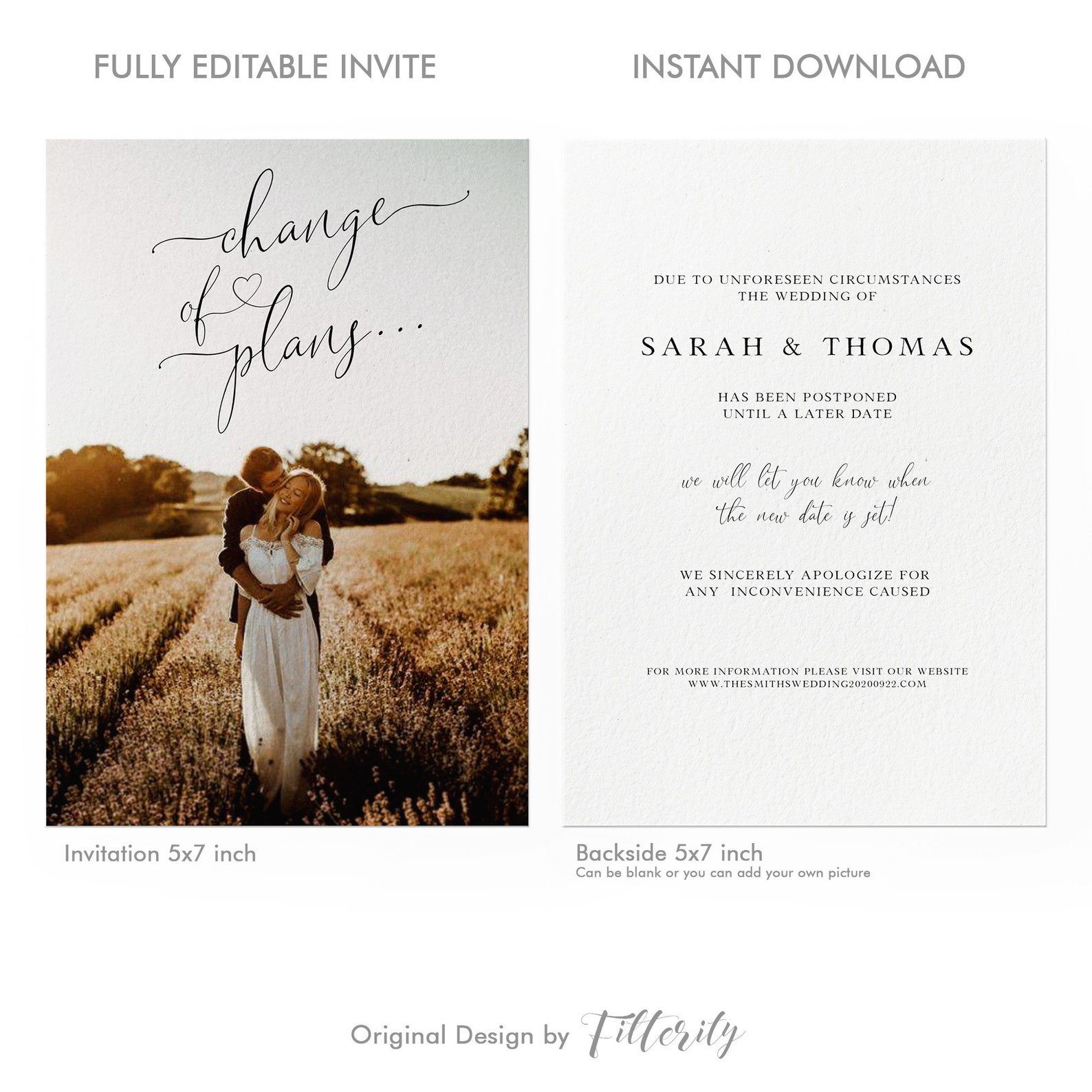 Change the Date, Save the Date, Change the Date Template, Postponed ...