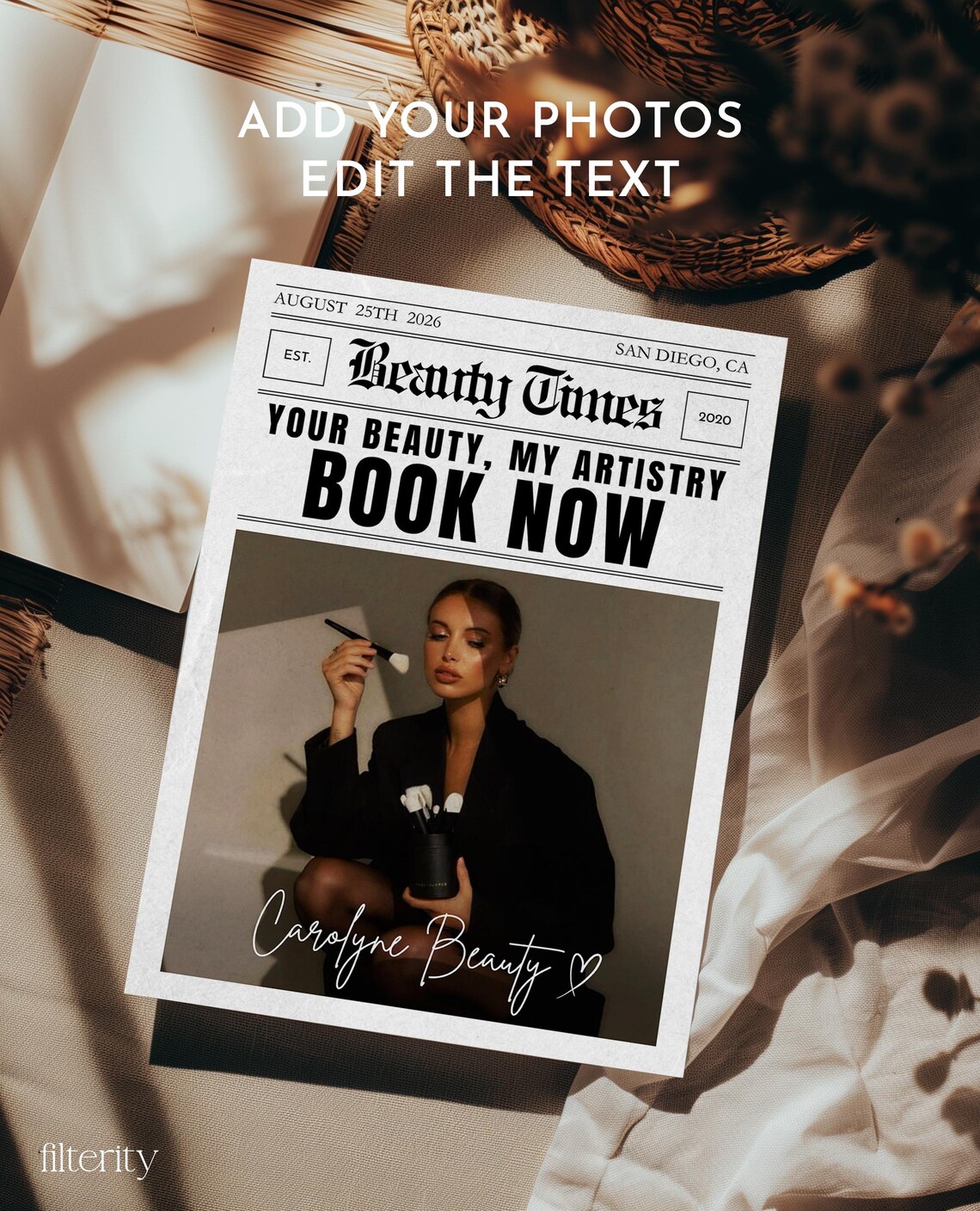 Beauty Salon Newspaper Template Editable on Canva, Business Newspaper ...